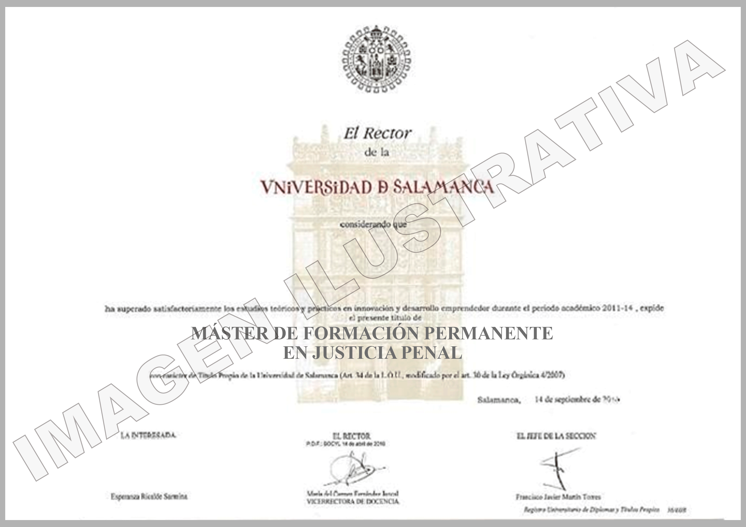 Maestria de Formacion Permanente en Justicia Penal - Univ. Salamanca